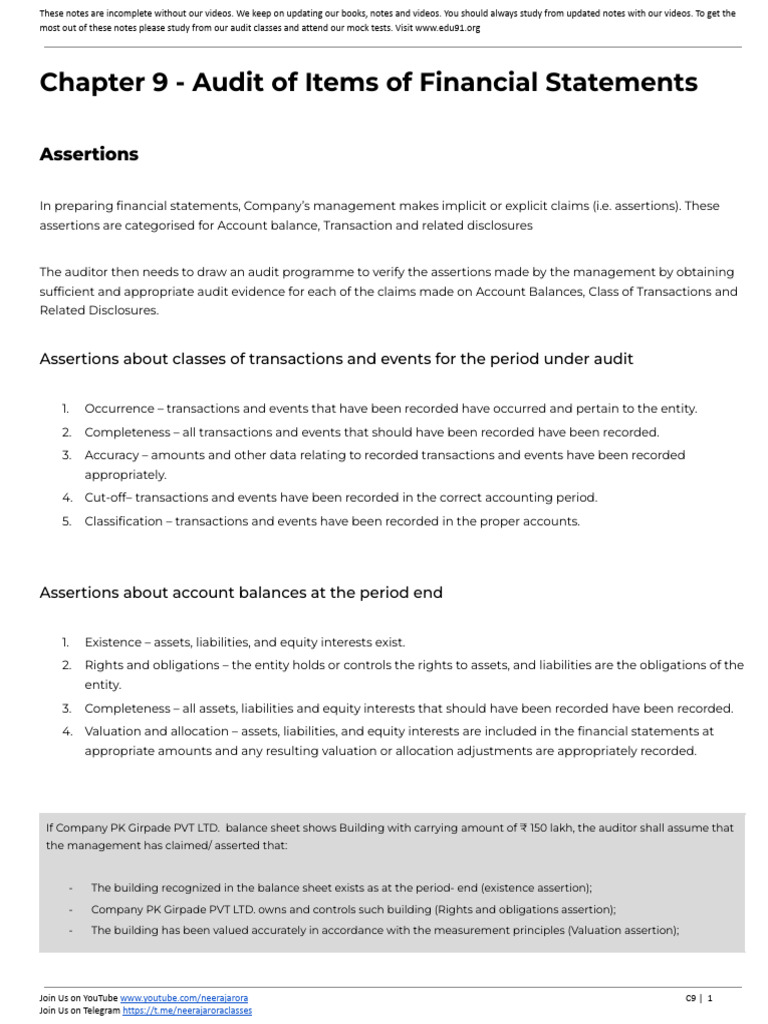 Audit Assertions in Financial Statements | PDF | Loans | Debt