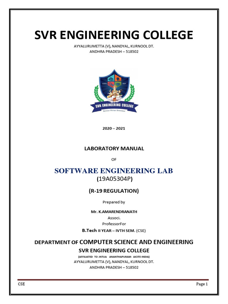 Se Lab Manual | PDF | Use Case | Engineering