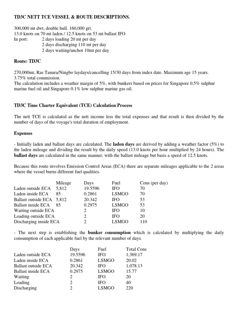 TD3C-TCE Calculation | PDF | Net Income | Fuel Oil