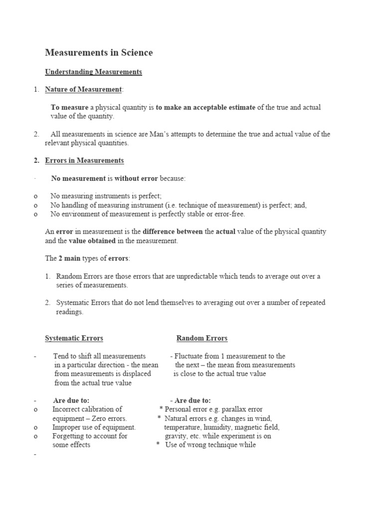 Measurements in Science Errors | PDF | Observational Error | Accuracy And Precision