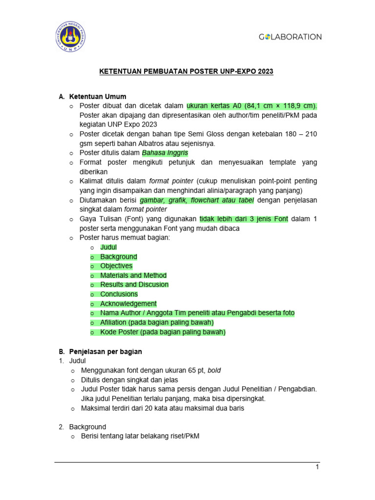 Lamp - 2 Panduan - Pembuatan - Poster - UNP - Expo - 2023 | PDF