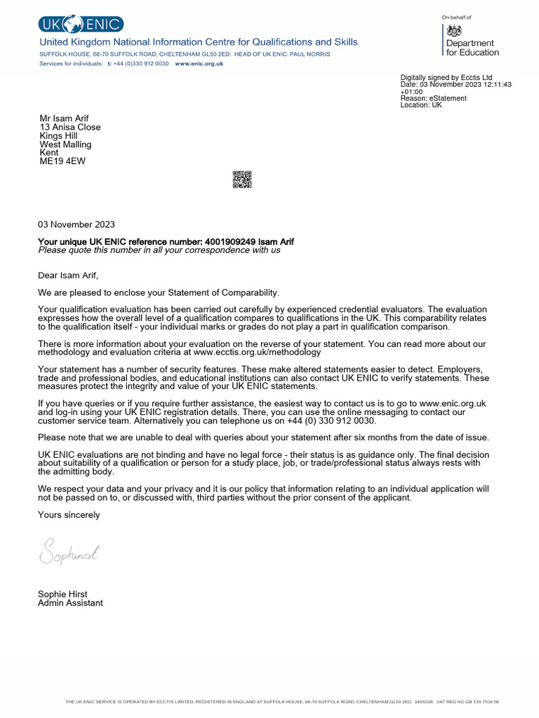 UK ENIC Statement of Comparability | PDF | Vocational Education ...