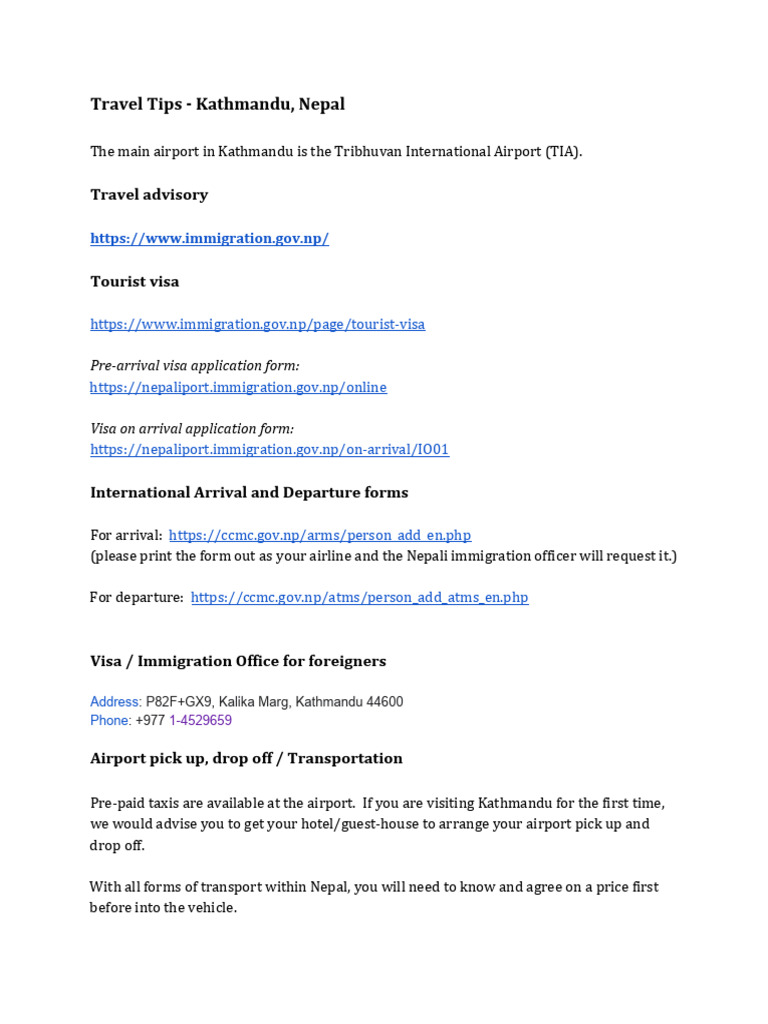 Travel Tips - Kathmandu Nepal | PDF | Kathmandu | Ac Power Plugs And ...