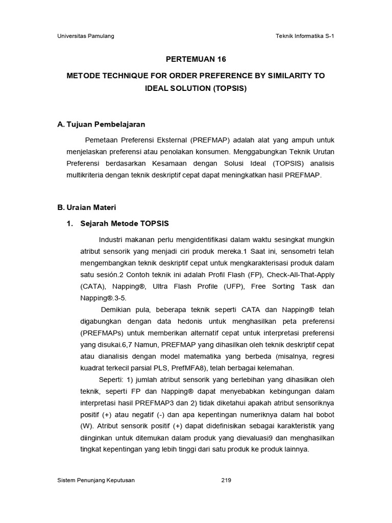 TPL0473 - 16 - Metode Technique For Order Preference by Similarity To Ideal Solution (Topsis) | PDF