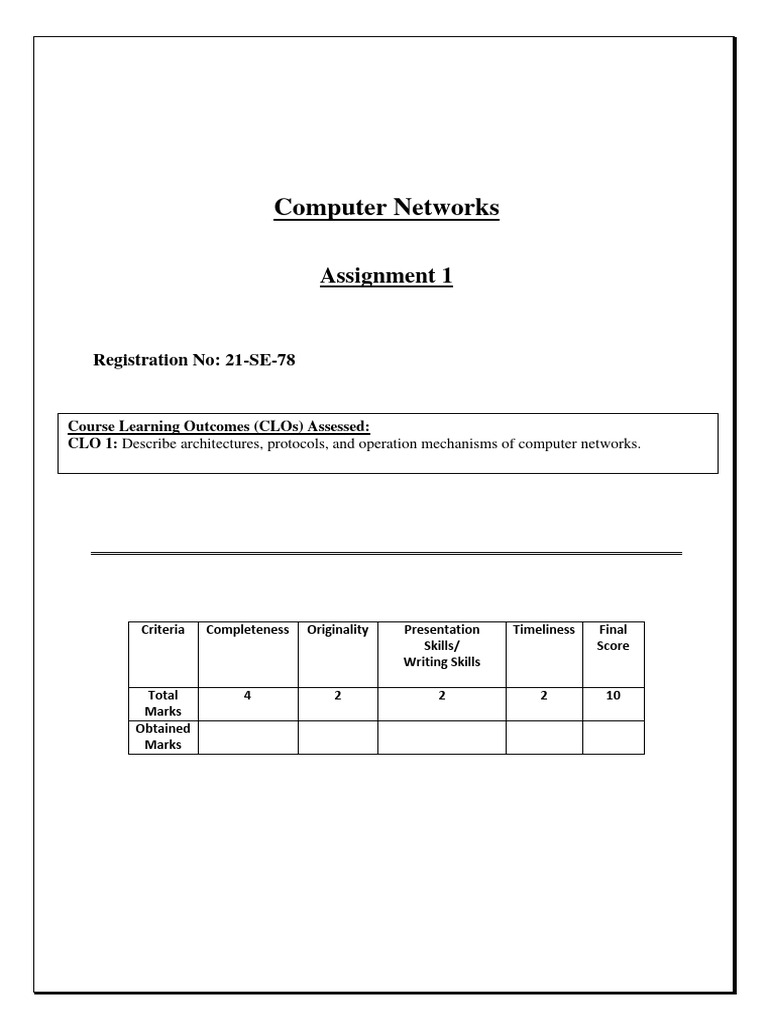 21SE78 Assignment1 | PDF | Computer Network | Efficient Energy Use