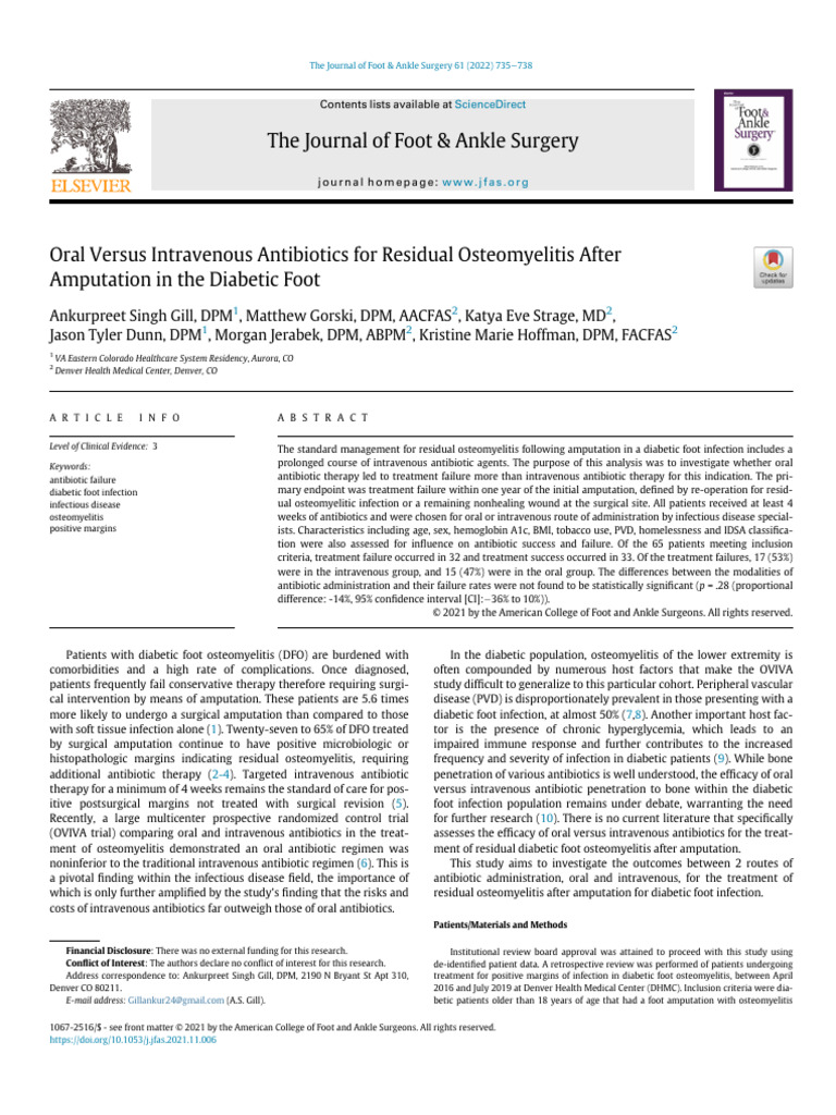 The Journal of Foot & Ankle Surgery | PDF | Surgery | Infection