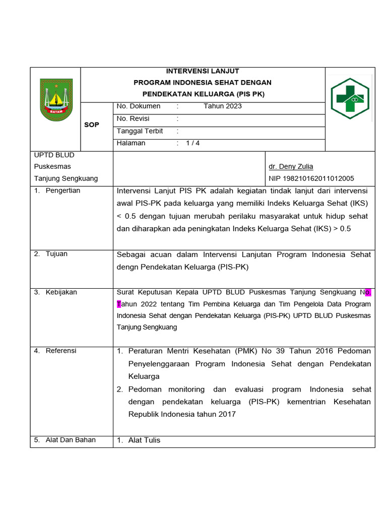Sop Intrvensi Lanjut Pis PK | PDF | Karier & Perkembangan