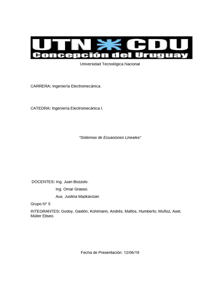 TP N 5 Sistemas de Ecuaciones Lineales | PDF | Ecuaciones | Sistema de ecuaciones lineales