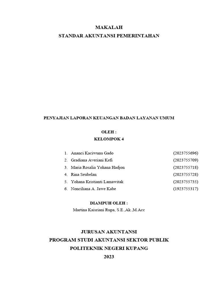 Kel.4 - 6B - Sap - Penyajian Laporan Keuangan Blu | PDF