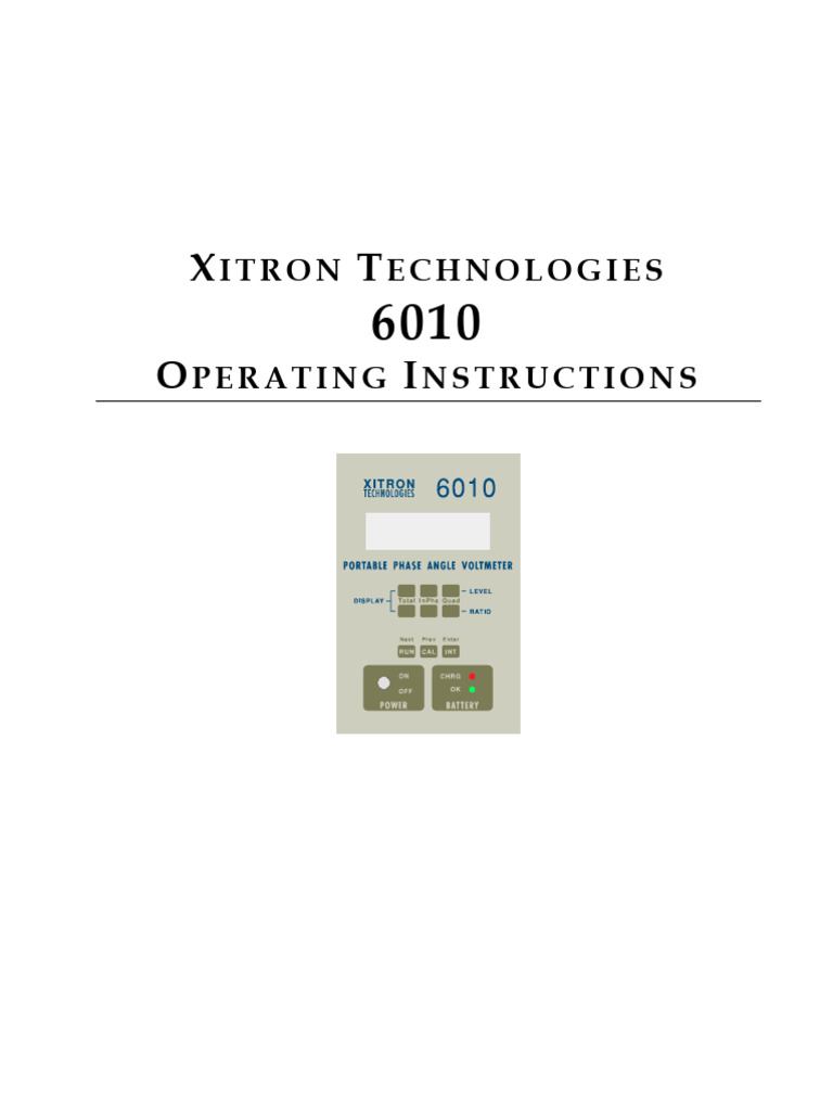 Xitron 6010 Operating Instructions Guide | PDF | Calibration | Digital ...