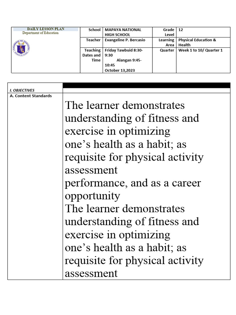 DLP Physical Health | PDF | Learning | Rubric (Academic) DLP Physical Health | PDF | Learning | Rubric (Academic)