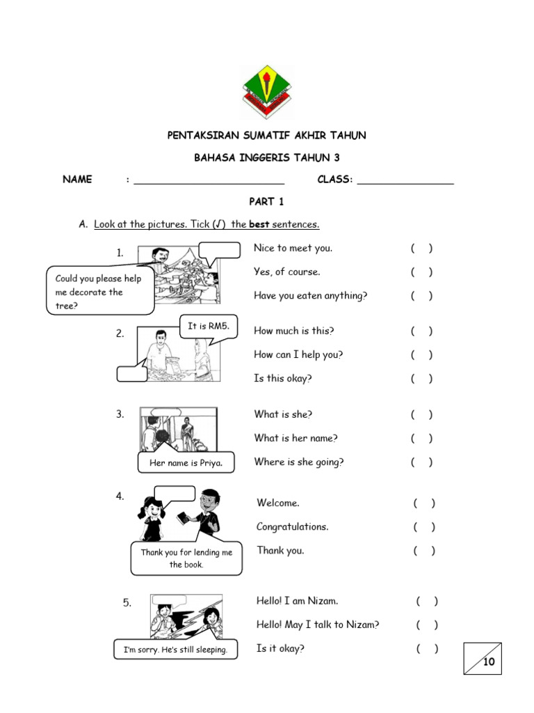 Soalan Bi Yr3 | PDF