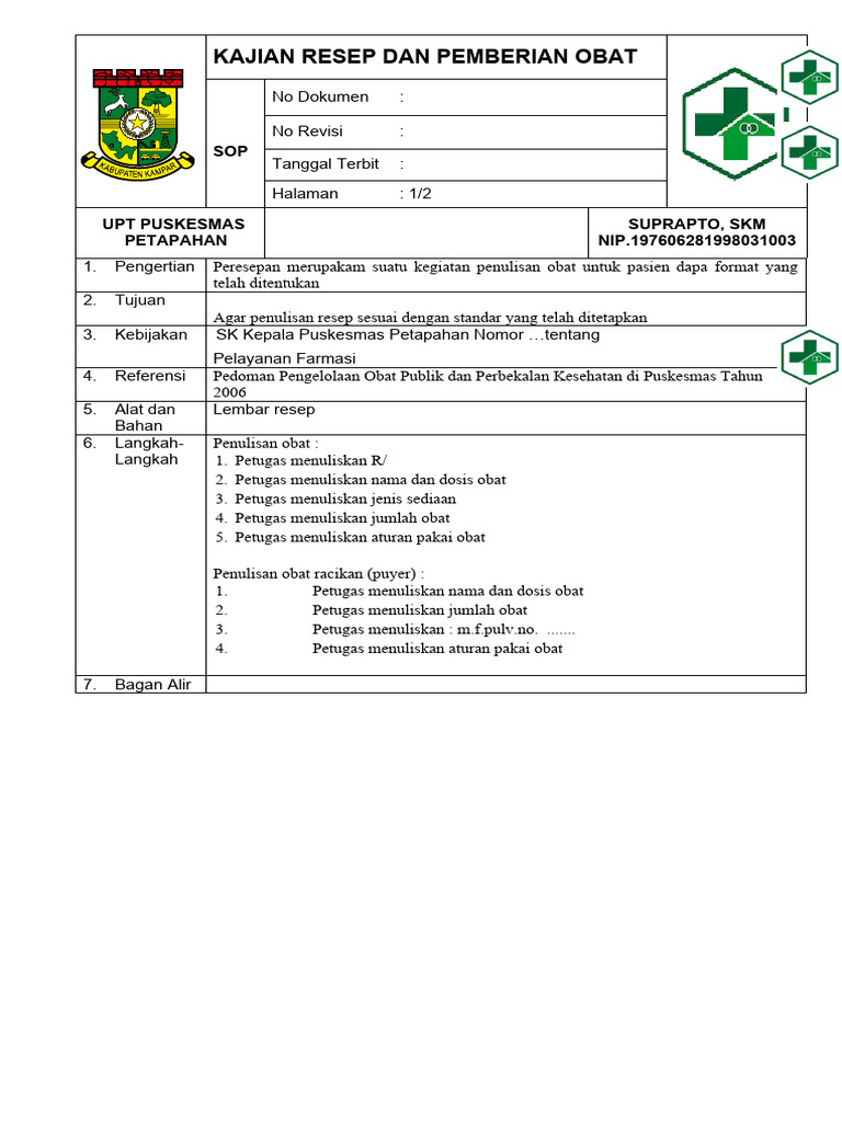 SOP3.10.3 Kajian Resep | PDF