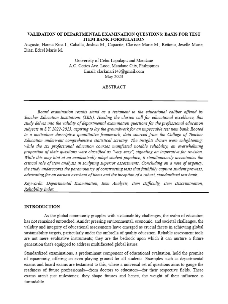 MRAD | PDF | Educational Assessment | Validity (Statistics)