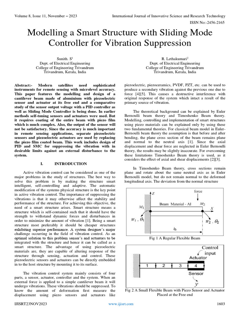 Modelling A Smart Structure With Sliding Mode Controller For Vibration Suppression | Download ...