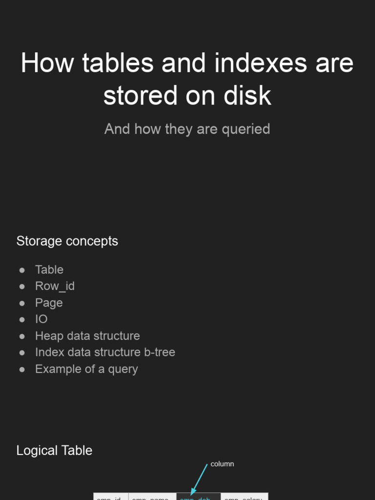 How Tables and Indexes Are Stored On Disk | PDF | Database Index ... How Tables and Indexes Are Stored On Disk | PDF | Database Index ...
