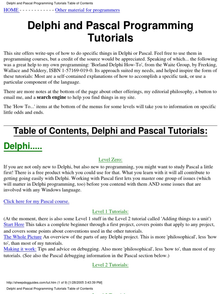 Delphi Programing Tutorial Pdf Html Computer Programming 7215