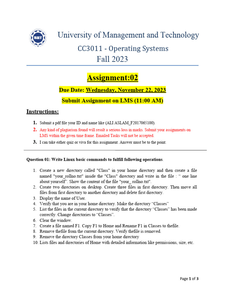 Assignment 02 | PDF | Computer File | Directory (Computing)