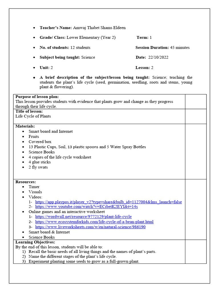 Lesson Plan | PDF | Plants | Fruit