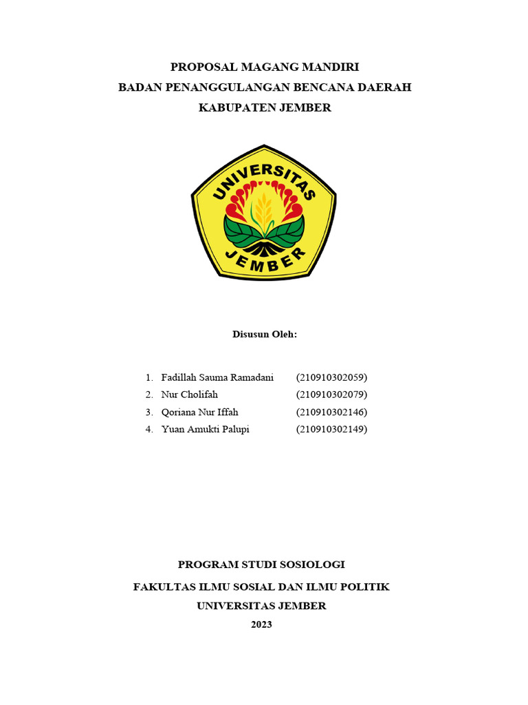 Proposal Magang Mandiri BPBD Jember | PDF