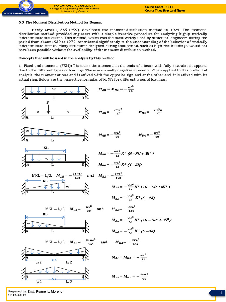 STUDY GUIDE 5.3 - MOMENT DISTRIBUTION METHOD (Beams) | PDF | Beam ...