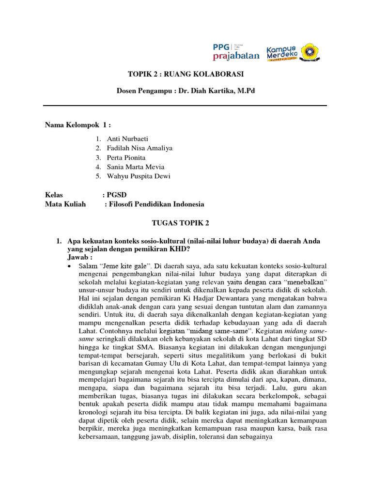 Topik 2 - Ruang Kolaborasi - Tugas Kelompok | PDF | Ilmu Sosial | Kesehatan Holistik