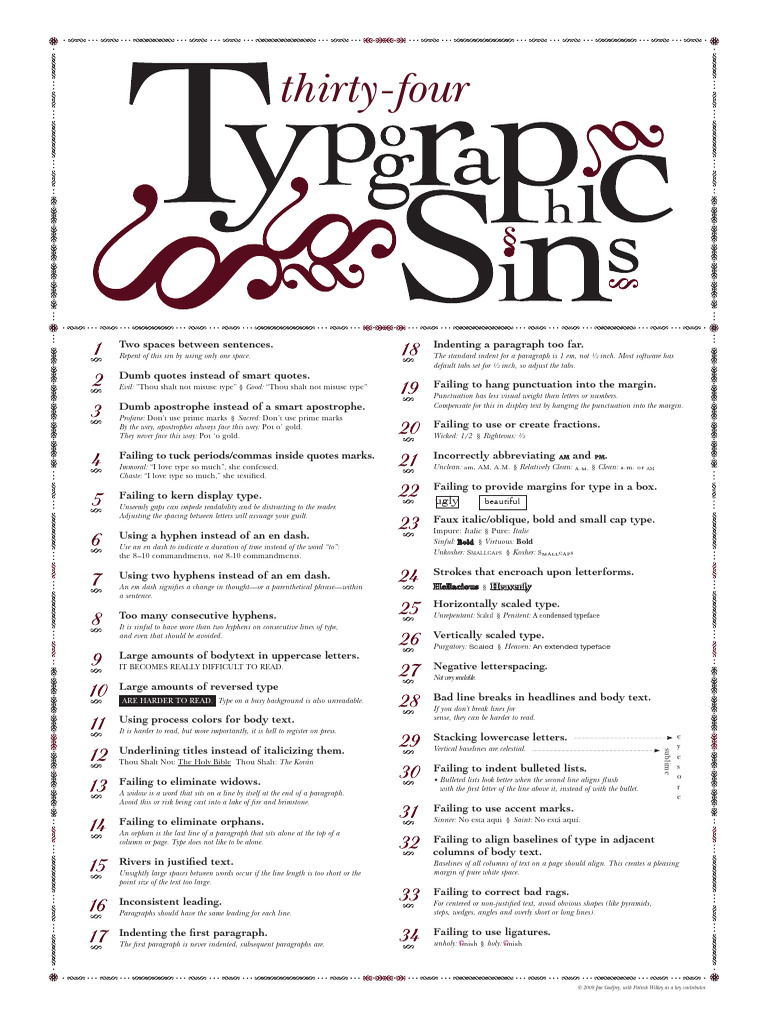34 Typographic Sins | PDF | Paragraph | Punctuation