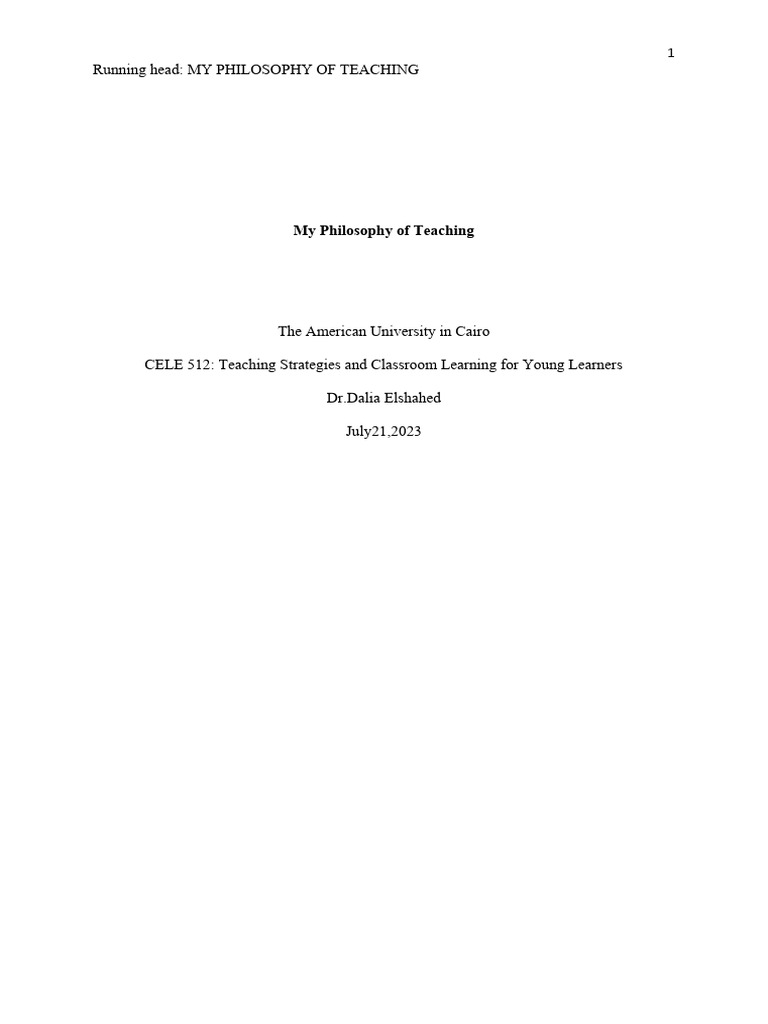 My Philosophy of Teaching | Download Free PDF | Philosophy Of Education | Learning