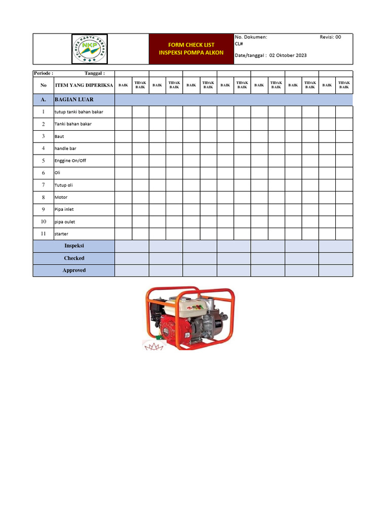 Checklist Pompa Alkon | PDF