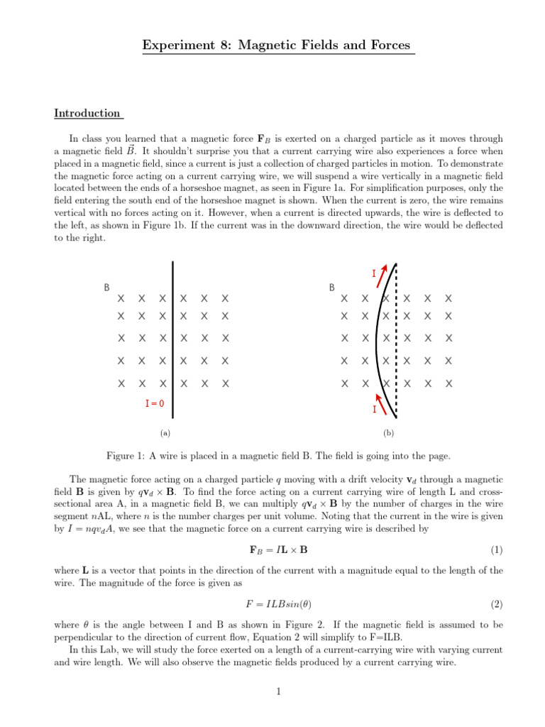Lab 8 Magnetic Force and Fields f14 | PDF | Magnetic Field | Force