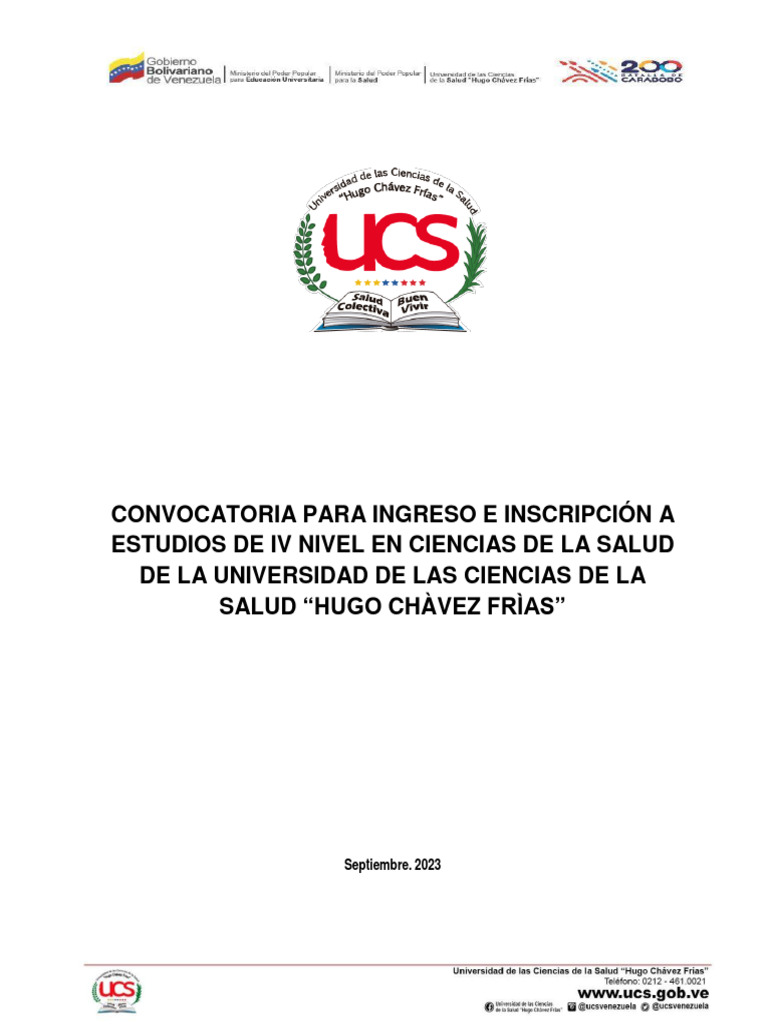 Convocatoria Inscripciones UCS 2024 | PDF | Medicina | Venezuela