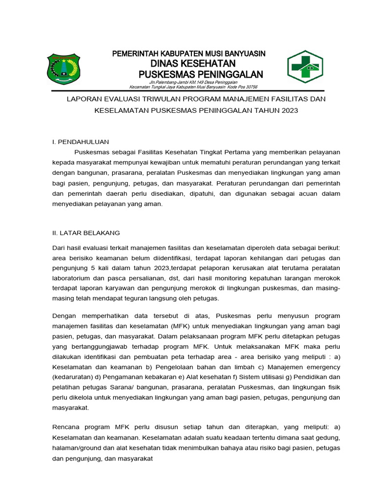 Laporan Evaluasi Program MFK Puskesmas 2023 | PDF | Sains & Matematika