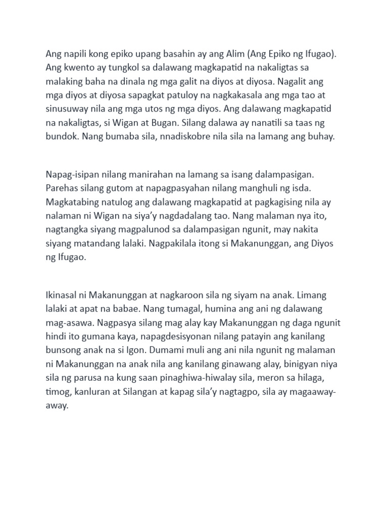Epiko para Sa Filipino | PDF