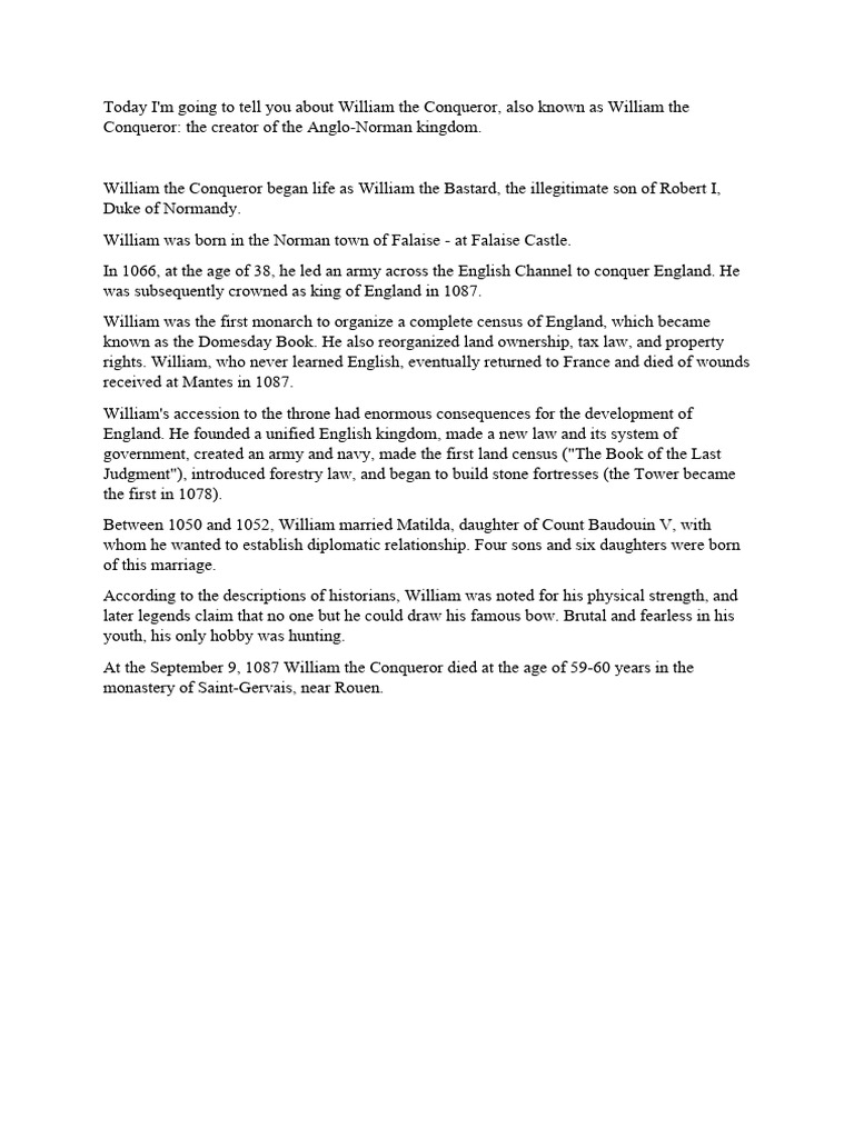 William The Conqueror | PDF