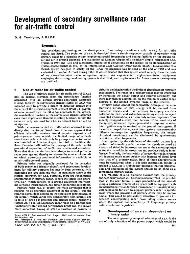 1.1.5 Development of Secondary Surveillance Radar For Air-Traffic ...