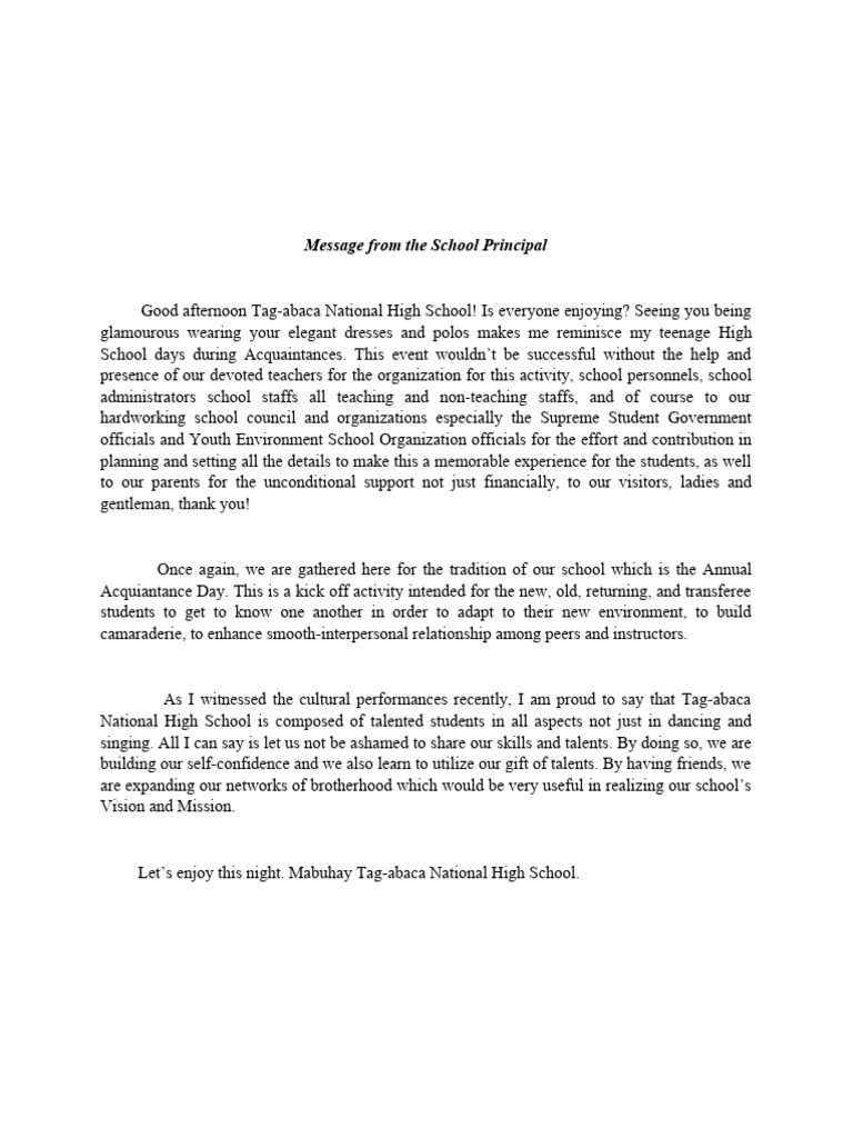 Acquaintance Day Messages and Speeches | PDF | Prayer