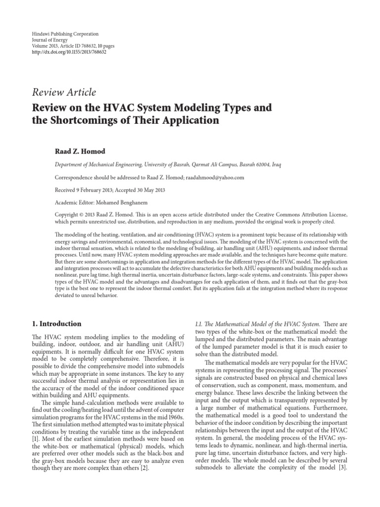Review On The HVAC System Modeling Types and The S | PDF | Mathematical ...