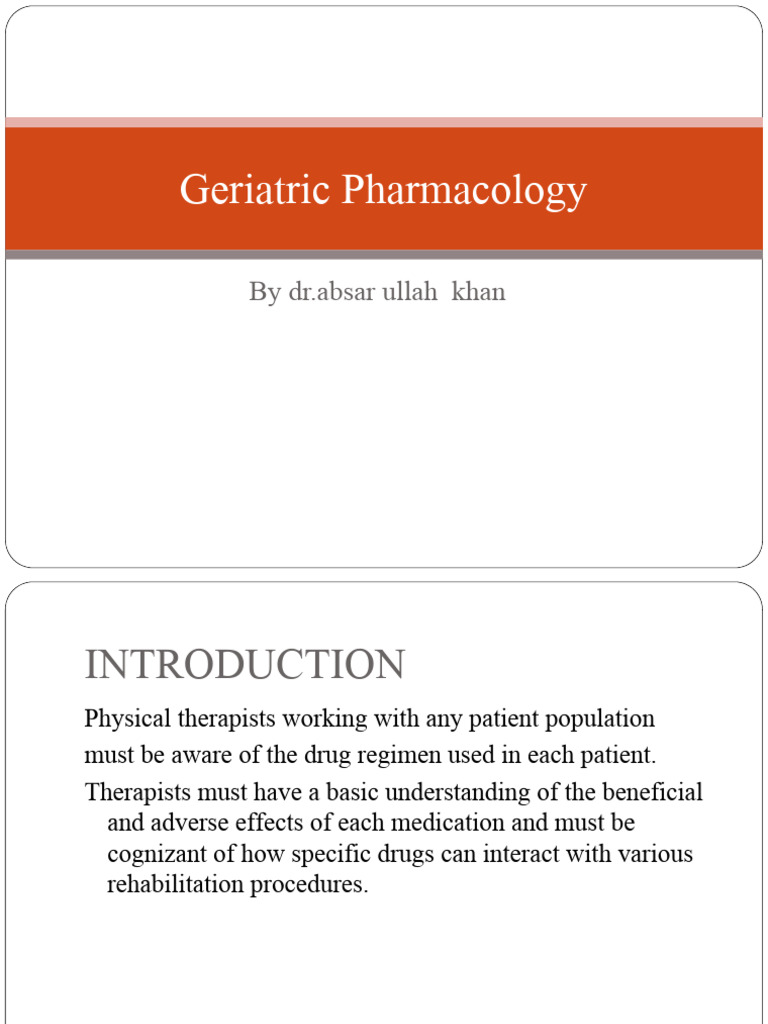 Geriatric Pharmacology Overview | PDF | Pharmacokinetics | Medicinal ...