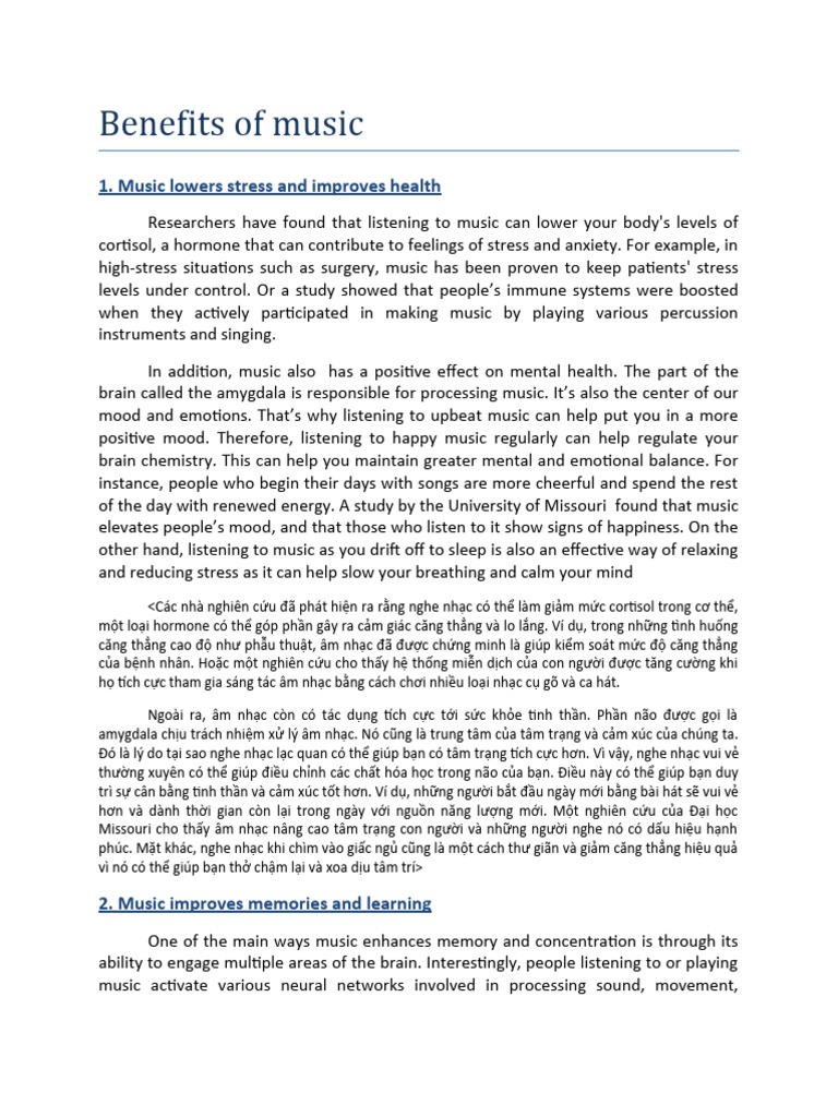 Benefits of Music | PDF