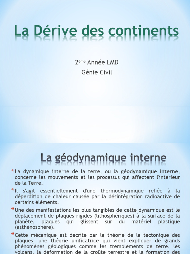 Dérive des continents : Théorie de Wegener | PDF | Tectonique des ...