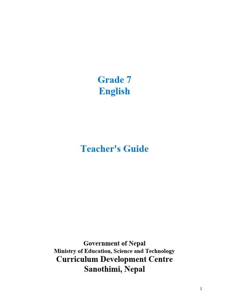 Grade 7 English: Curriculum Development Centre Sanothimi, Nepal | PDF ...