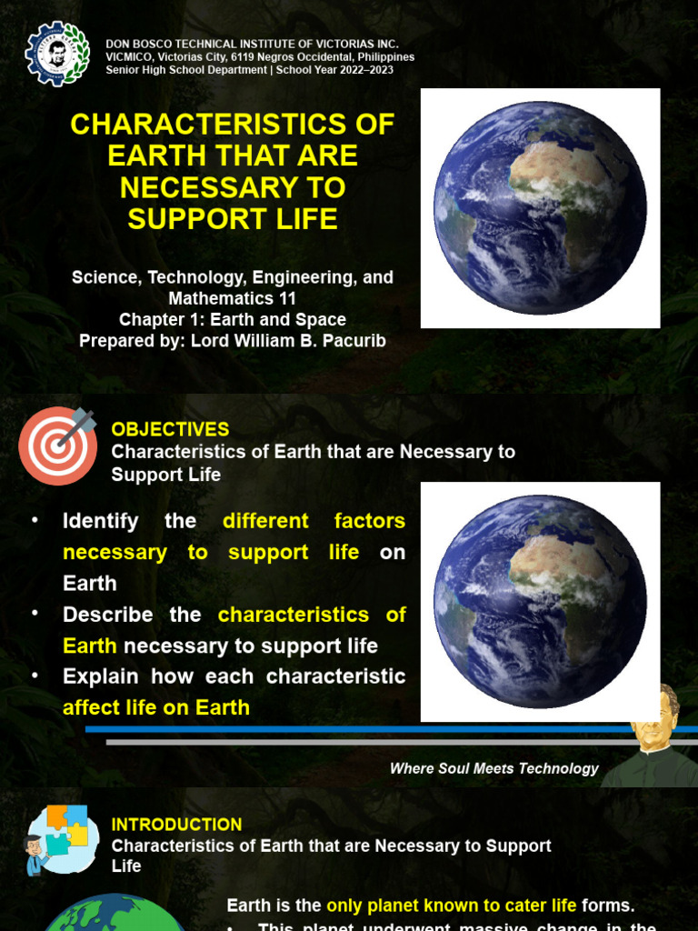Characteristics of Earth That Are Necessary To Support Life | PDF ...