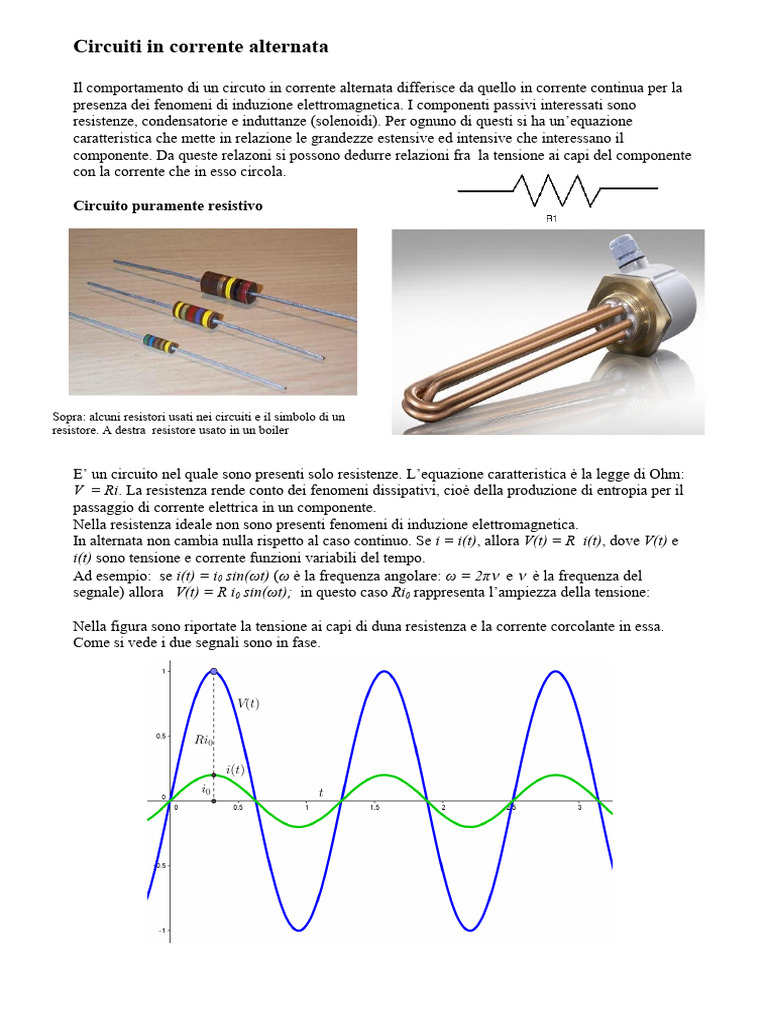 Circuiti in Corrente Alternata 1 | PDF
