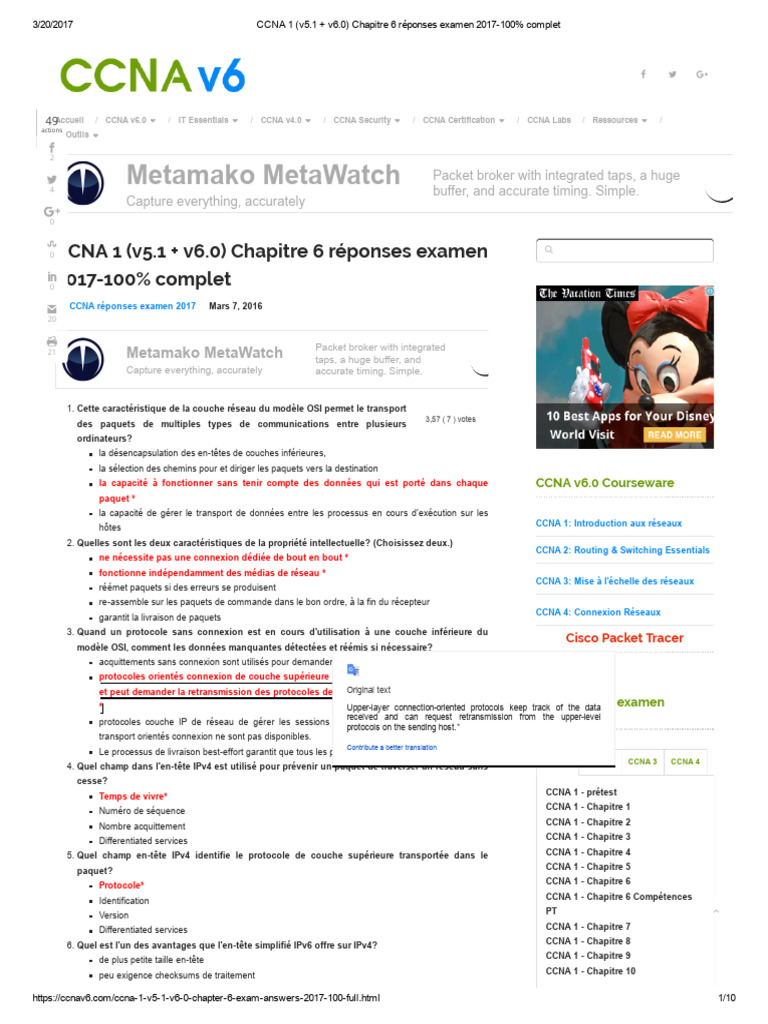 Metamako Metawatch: Ccna 1 (V5.1 + V6.0) Chapitre 6 Réponses Examen ...