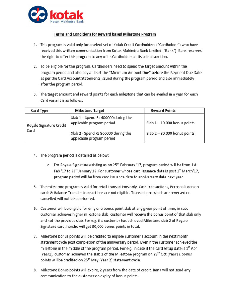 TNC Reward Based Milestone Prog | PDF | Credit Card | Economies