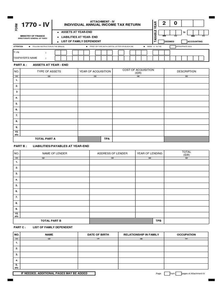 Form-1770-Attachment IV | PDF | Personal Finance | Government