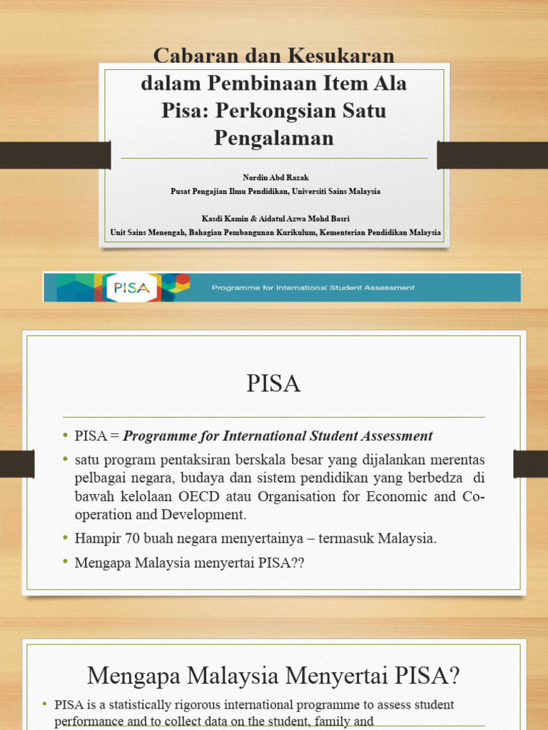 Cabaran Dan Kesukaran Dalam Pembinaan Item Ala PisaFinal | PDF