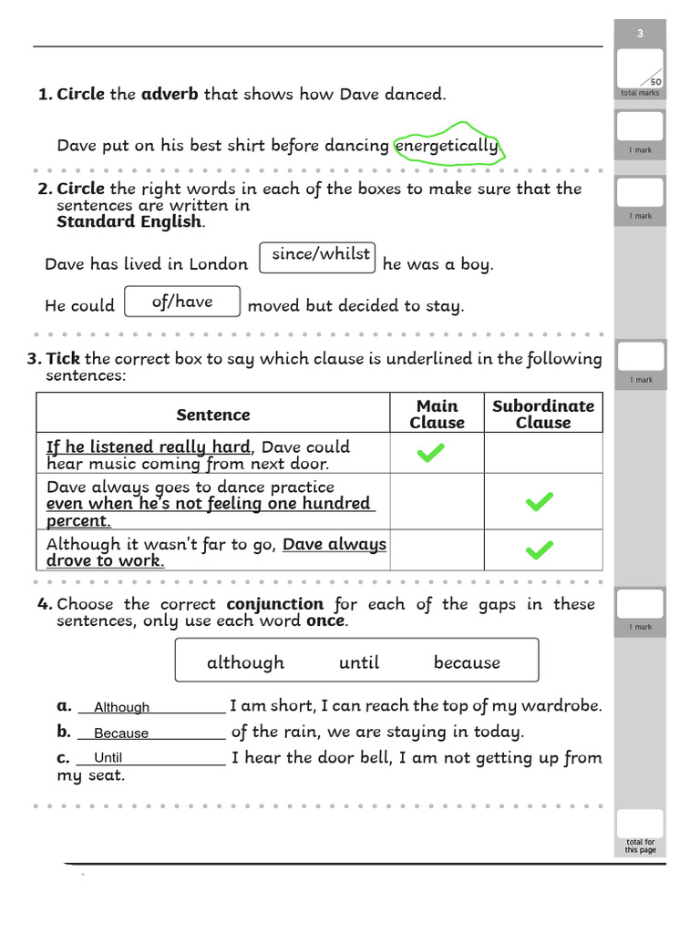 Math - 1201 - Grammar Assessment | PDF | English Language | Verb