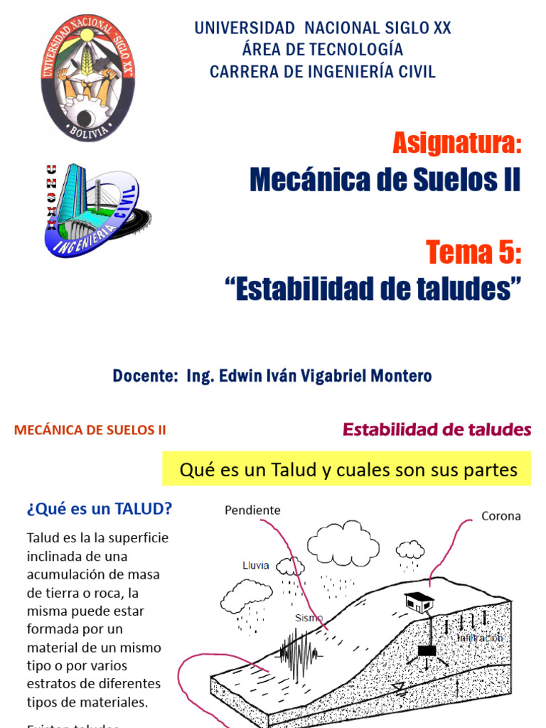 Cap 5 Diapositivas ESTABILIDAD DE TALUDES | PDF | Mecánica de suelos ...