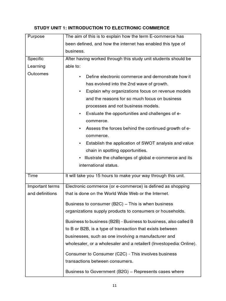 Study Unit 1 | PDF | E Commerce | Electronic Business